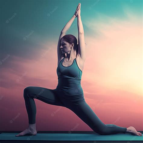 Premium Photo A Woman Is Doing A Yoga Pose With The Sky In The