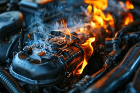 Premium Photo Car Engine On Fire With Flames And Smoke