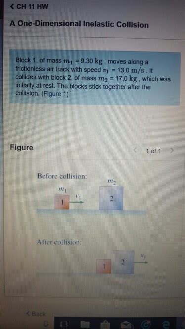 Solved K Ch 11 Hw A One Dimensional Inelastic Collision