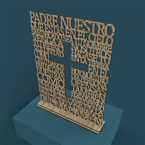 Padre Nuestro Square With Cross Laser Cut File Svg Dxf Eps Pdf And Ai
