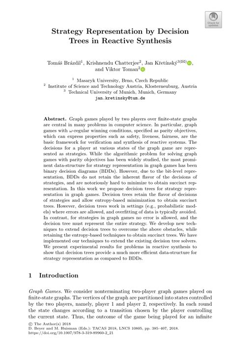 Pdf Strategy Representation By Decision Trees In Reactive Synthesis