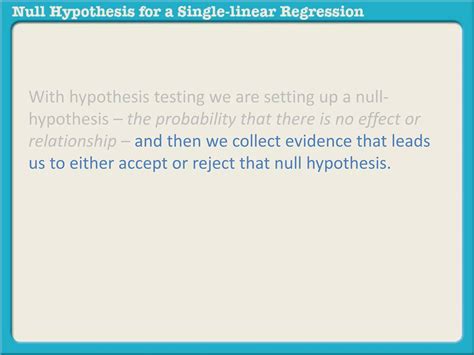 Null Hypothesis For Single Linear Regression Pptx