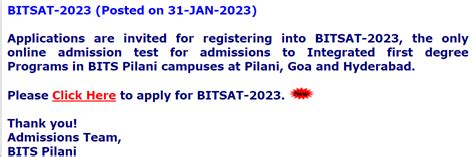 Bitsat 2023 Application Form Is Open Session 1 22nd May To 26th May 2023 Session 2 18th