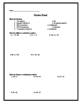 Solving Equations Review By AJ Reichard Teachers Pay Teachers