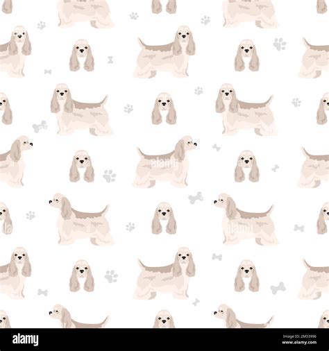 American Cocker Spaniel Seamless Pattern Vector Illustration Stock