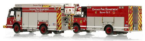Fire Replicas Chicago Fire Department Rosenbauer Squad 1 1a Set Scale Models