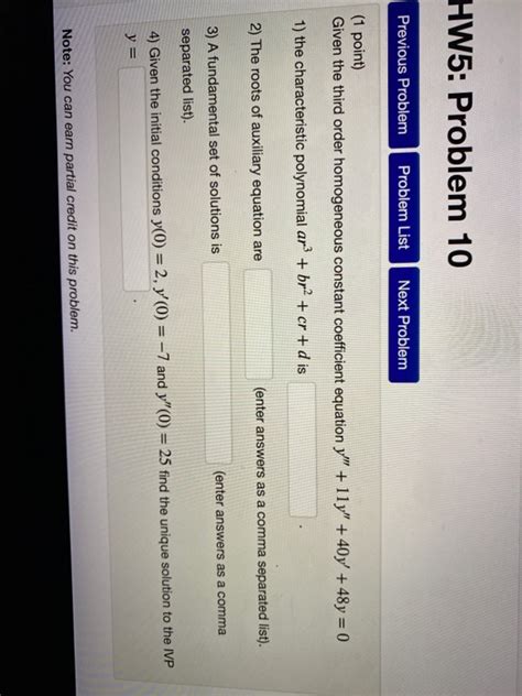 Solved Hw5 Problem 9 Previous Problem Problem List Next