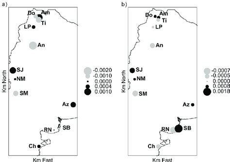 Bubble Graph Of The Spatial Lag A And Spatial Error B Model