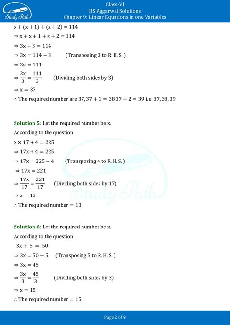 RS Aggarwal Class Solutions Exercise C Chapter Linear Equations In One Variable