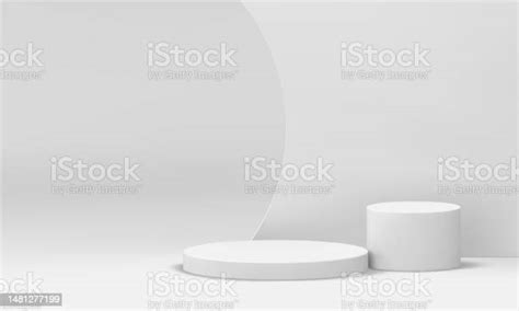 3d 연단 쇼룸 흰색 곡선 벽 실린더 기본 기초 현실적인 벡터 일러스트 레이 션 두 물체에 대한 스톡 벡터 아트 및 기타 이미지 두 물체 생활필수품 받침대 Istock