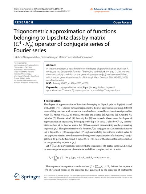 Pdf Trigonometric Approximation Of Functions Belonging To Lipschitz