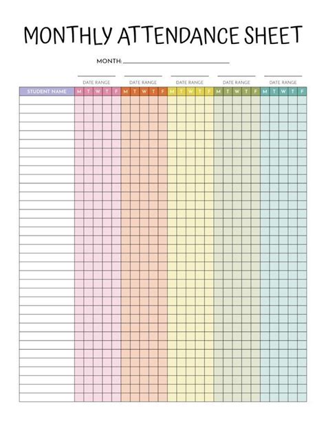 Digital Monthlyweekly And Daily Plannerdaily Planner Essentials Attendance Sheet Template