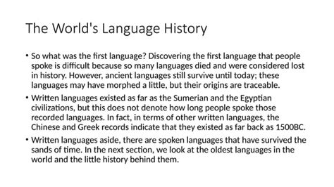 What Is The Oldest Language In The World Pptx