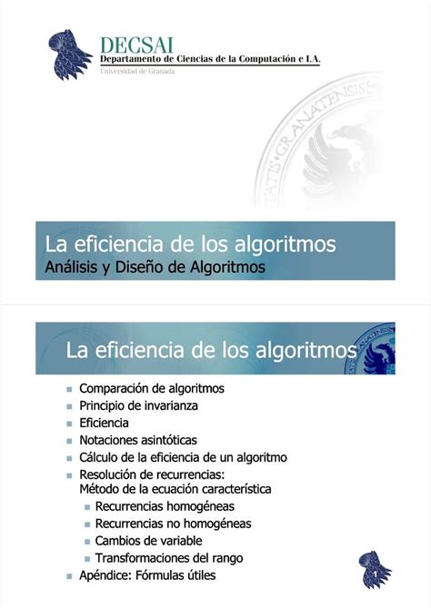 Pdf De Programación Análisis Y Diseño De Algoritmos La Eficiencia De Los Algoritmos