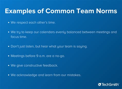 Meeting Norms Examples For Productive Collaboration