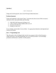 Final Questions Docx Question 1 Part 1 Pseudo Code Design And Write The Psuedo Code For The