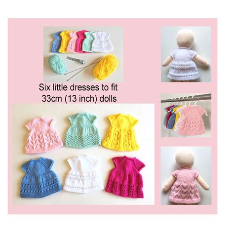 Dolls Dresses Knitting Pattern For 33cm 13 Inch Dolls Six Different