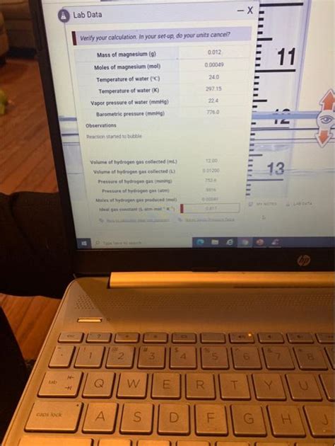 lab data x verify your calculation in your set up