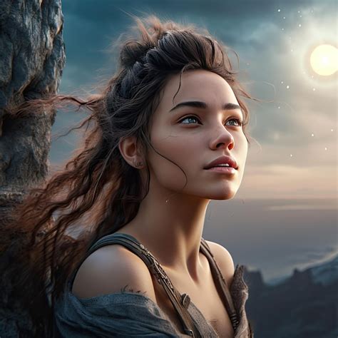 Premium Ai Image A Woman With Long Hair And A Cloudy Sky