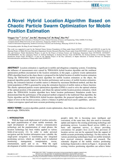 Pdf A Novel Hybrid Location Algorithm Based On Chaotic Particle Swarm