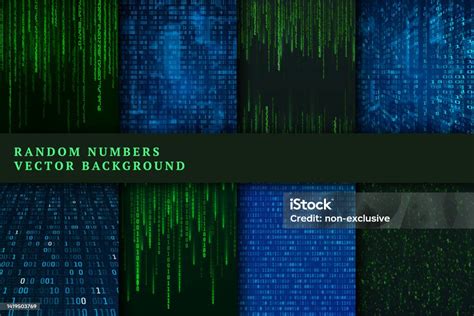 Binary Code Background Set Random Numbers Stream Digital Data Coding In Matrix Style Sci Fi