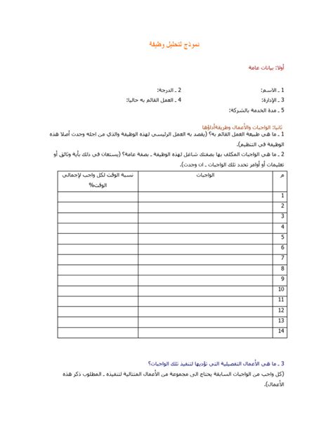 نموذج استقصاء تحليل وظيفي Pdf
