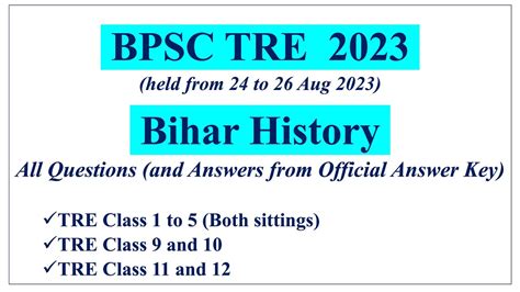Bihar History Questions Asked In Bpsc Tre 2023 All Papers Bpsc Pyq