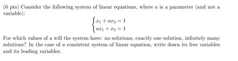 Solved Pts Consider The Following System Of Linear Chegg