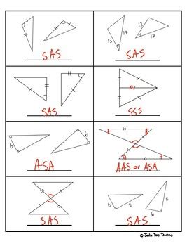 Triangle Congruence Geometry Worksheet Sss Sas Asa Aas Hl