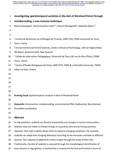Pdf Investigating Spatiotemporal Variation In The Diet Of Westland