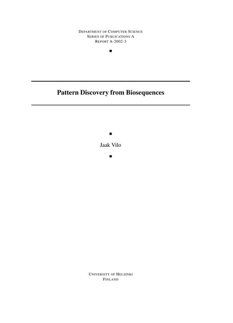 Pdf Pattern Discovery In Biosequences