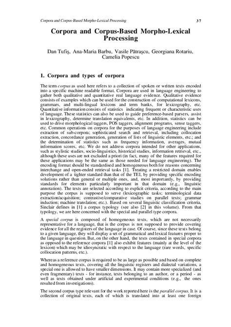 pdf corpora and corpus based morpho lexical processing