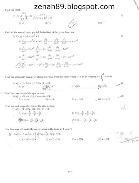 Tech 89 Calculus Three Iii Exam 2 B Math 209
