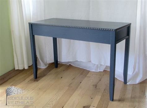 A Navy Desk With Nail Head Trim The Ridiculous Redhead