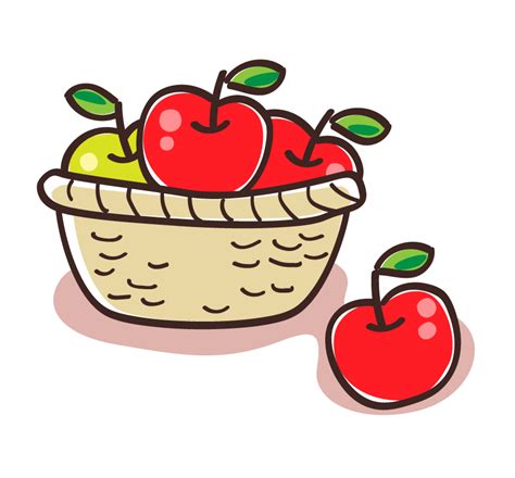かご盛りのリンゴのイラスト フリー素材 イラストミント