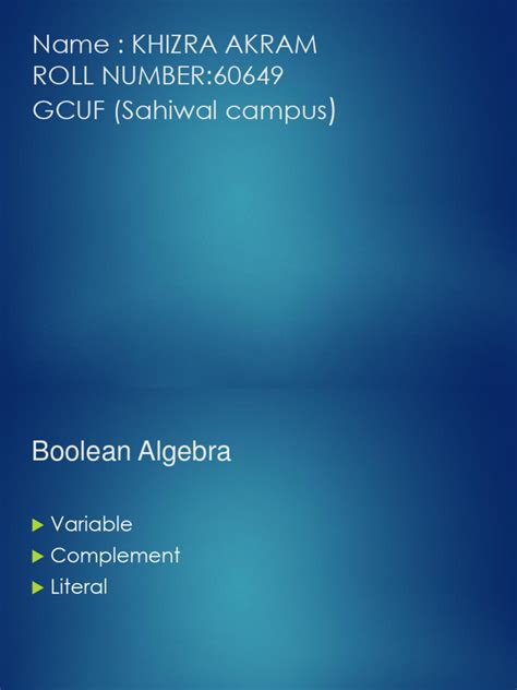 Boolean Algebra Pdf