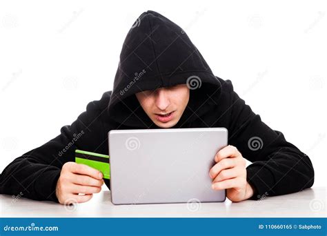 Hacker With A Tablet Stock Image Image Of Hacker Geek 110660165