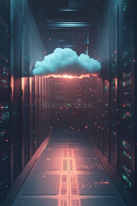 Innovative Cloud Computing Transforming Modern Data Centers With Technology Stock Illustration