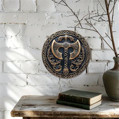 Викингска Брадва Метална Стенна Декорация 20 32x20 32 См Алуминиева 2d Плоча Издръжливо