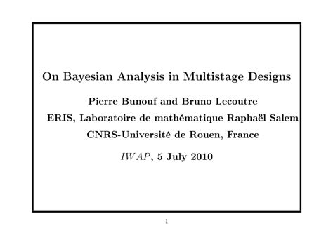 Pdf On Bayesian Analysis In Multistage Designs