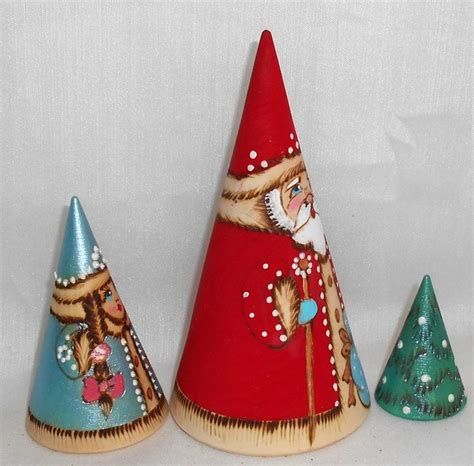 Santa Pavel Cone 3 Set Babushka Matryoshka Nesting Doll Babooshki Babushkas Dolls In Dolls