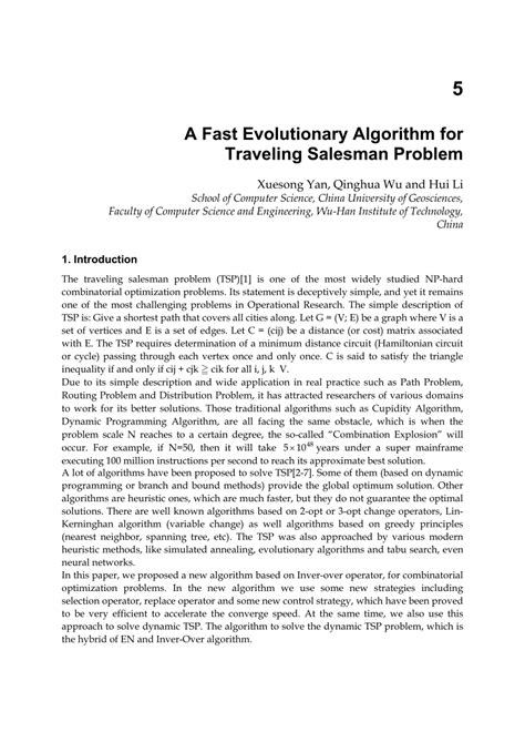 Pdf A Fast Evolutionary Algorithm For Traveling Salesman Problem