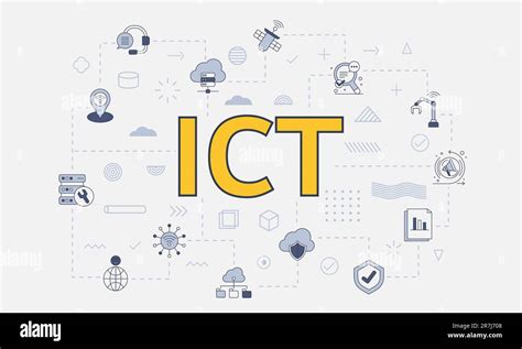 Ict Information And Communication Technology Concept With Icon Set With