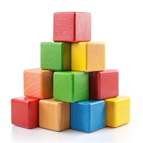 Colorful Wooden Toy Blocks Stacked Isolated Stock Illustration
