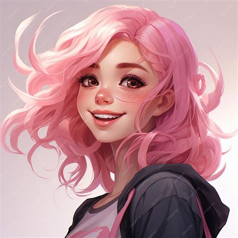 Premium Ai Image Anime Girl Face Pink Hair Wallpaper Flat Style
