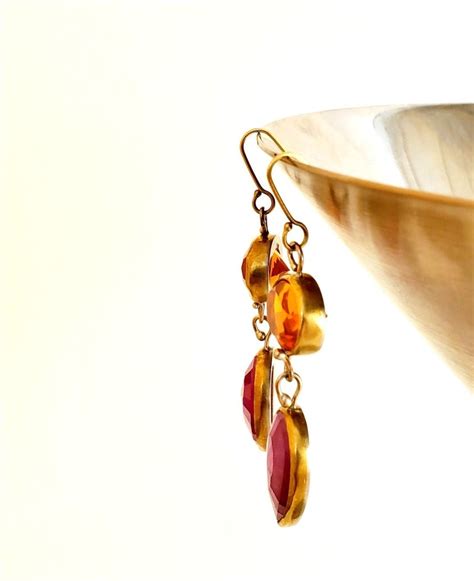 Leda Jewel Co Mexican Fire Opal Earrings With Rose Cut Pink Sapphire
