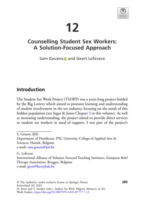 Pdf Counselling Student Sex Workers A Solution Focused Approach