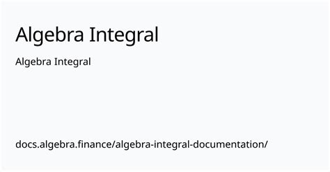 Algebra Integral Algebra Integral