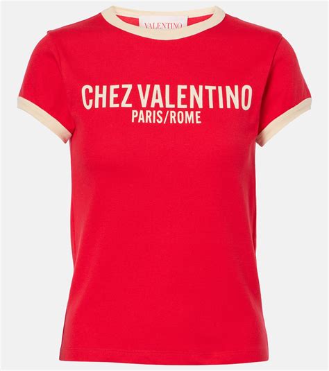 Printed Cotton Jersey T Shirt In Red Valentino Mytheresa