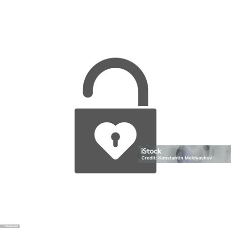 오픈 심장 자물쇠 아이콘입니다 간단한 문자 발렌타인 Ui Ux 웹사이트 및 모바일 응용 프로그램에 대 한 사랑 아이콘의 평면